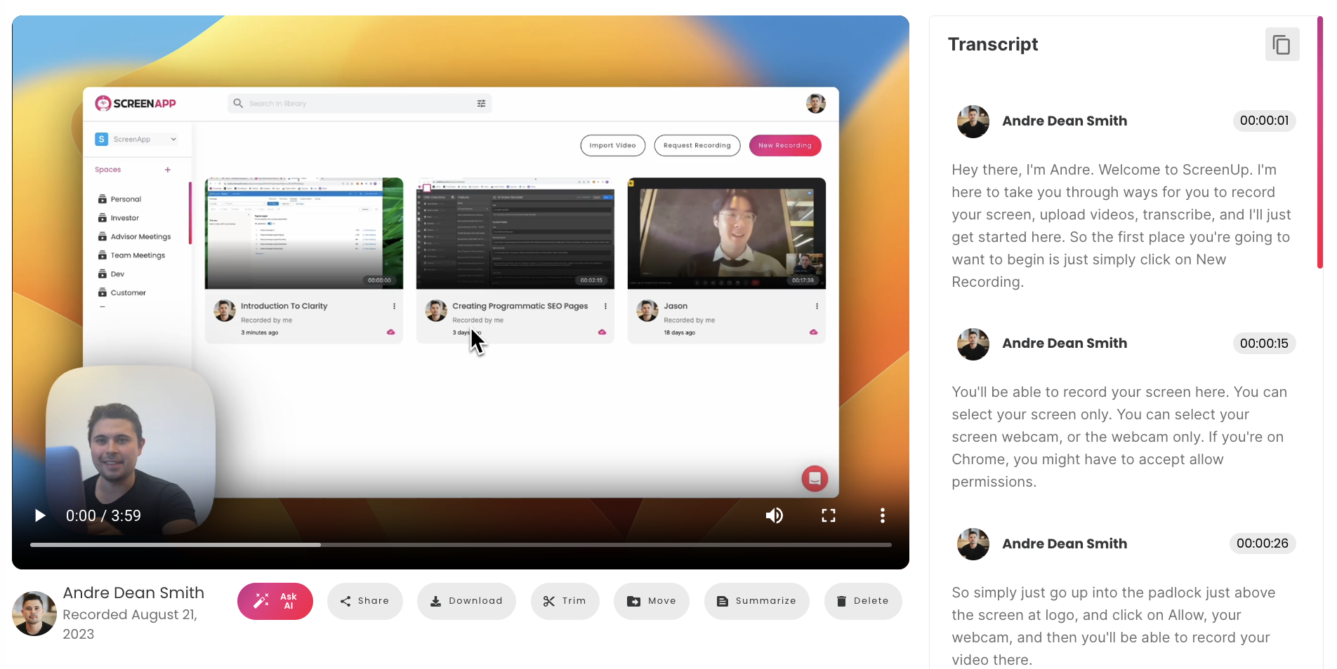 AI Note Taker | ScreenApp